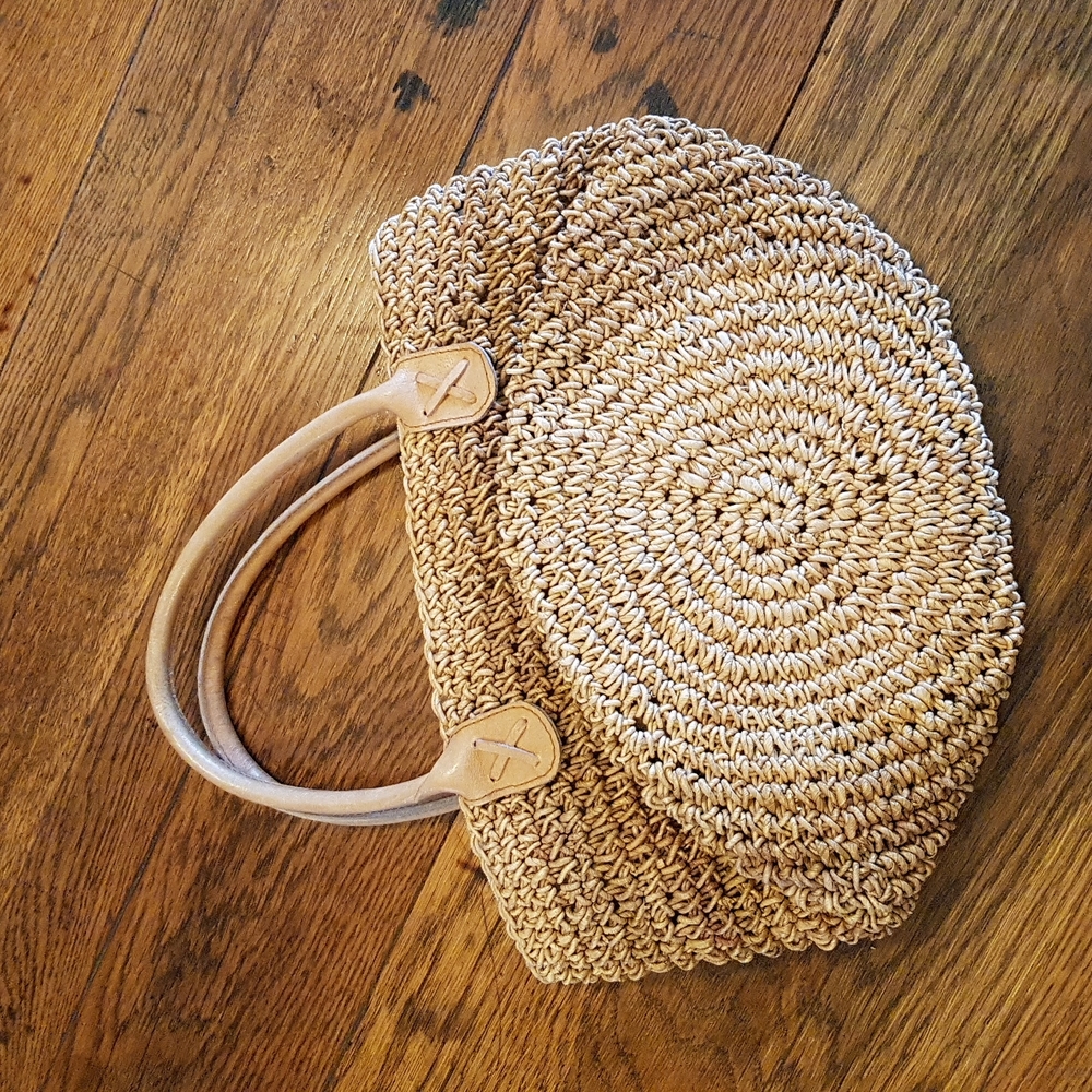 Natural Rattan Handbag With Leather Straps - Gem